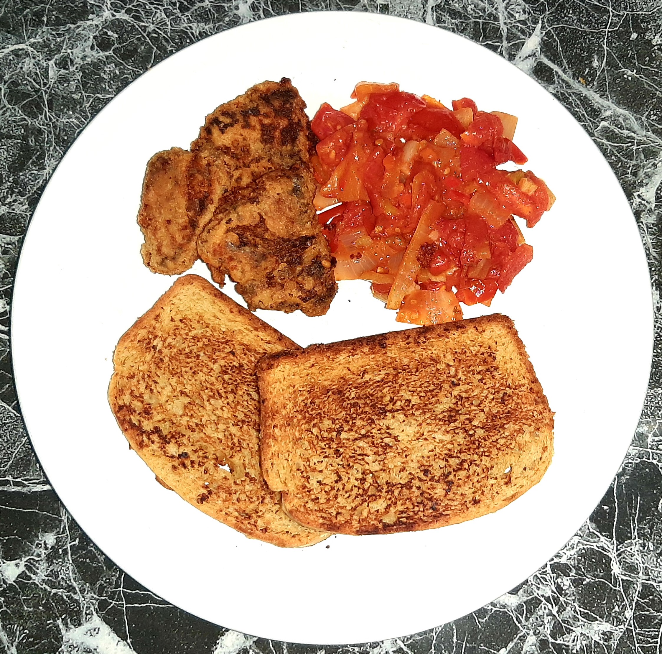 Sauteed Tomato With Fried Fish and Toast - Spice Island Cooking